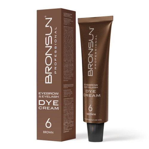 Bronsun Крем-краска для бровей и ресниц, #6 коричневый, 15 мл, 15 г, 1 уп.