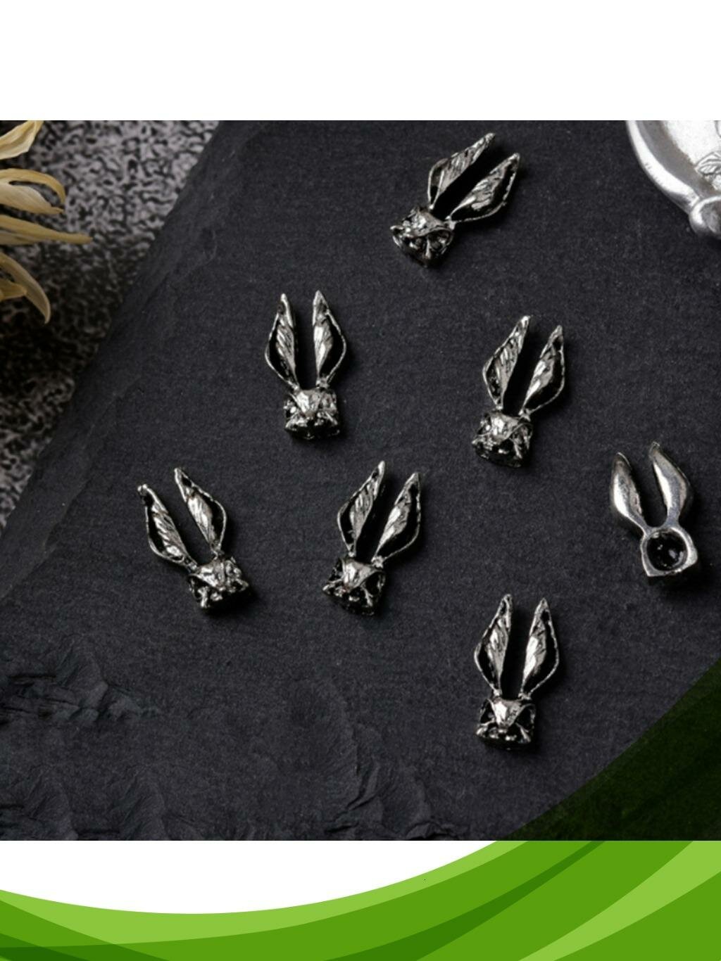 Винтажные шармы для ногтей «Череп и сердце», H1181