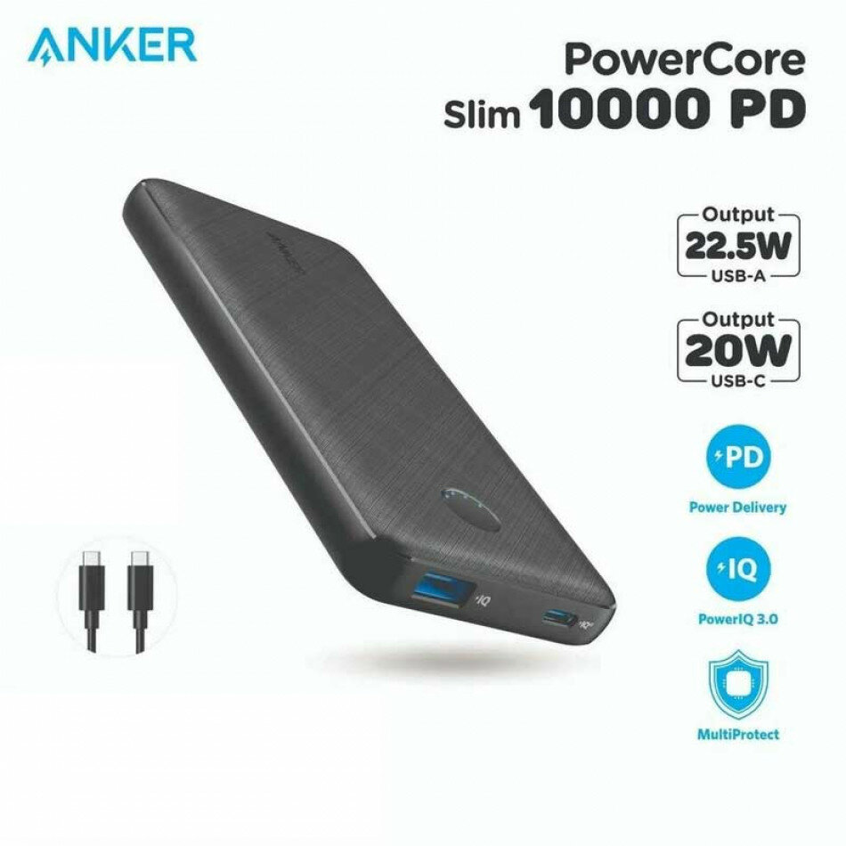 Портативный аккумулятор Anker 523 Power Bank PowerCore 18W 10000mAh черный A1245613