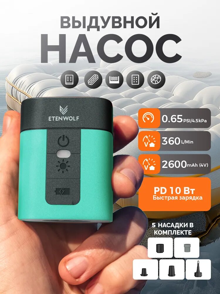 ETENWOLF AIR 3 электрический воздушный насос 2600 мАч кемпинговый фонарь надувной дефлятор уличный насос