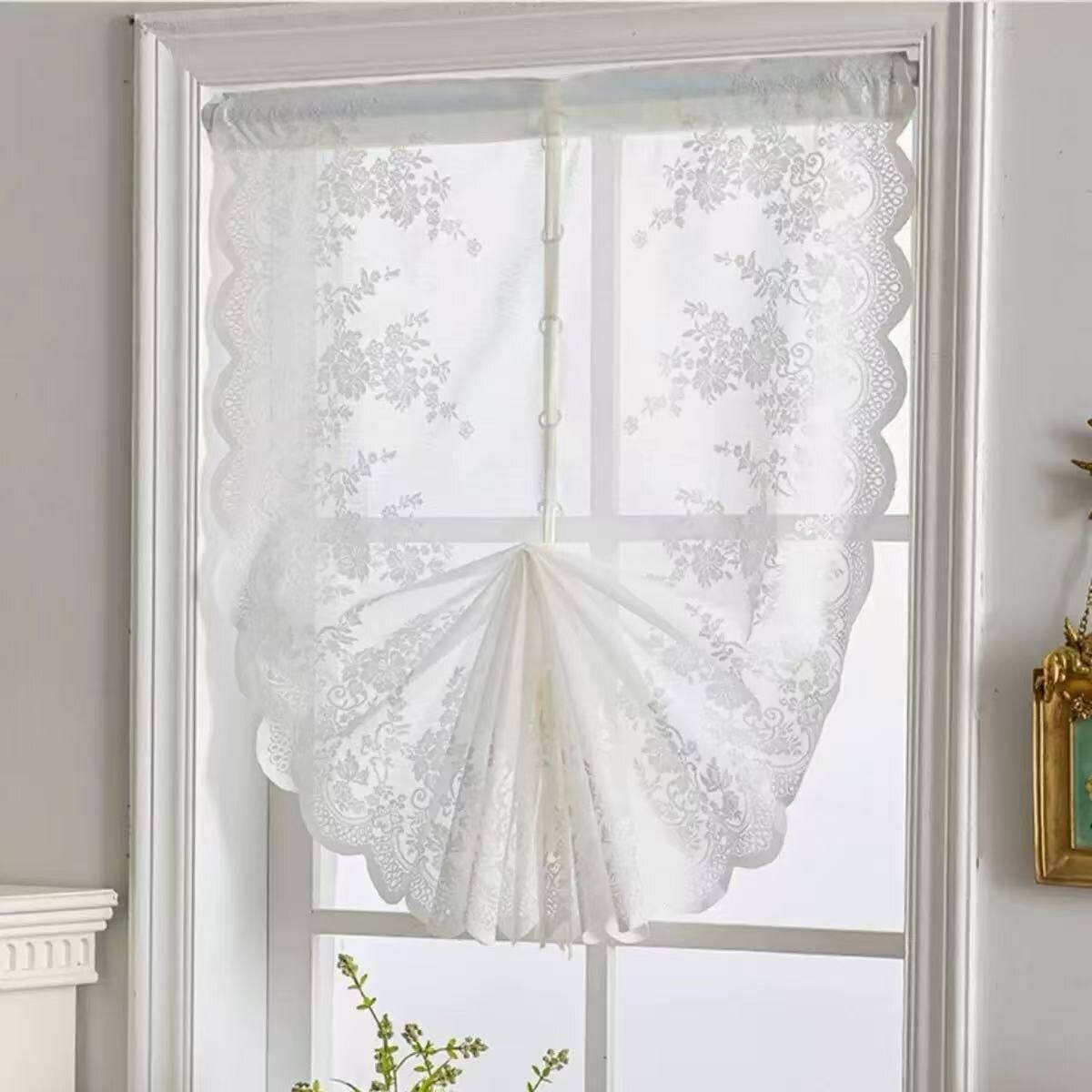 Ткань для штор с вышивкой, , 1 штука63cmW 230cmH，белый，Полиэфирные волокна