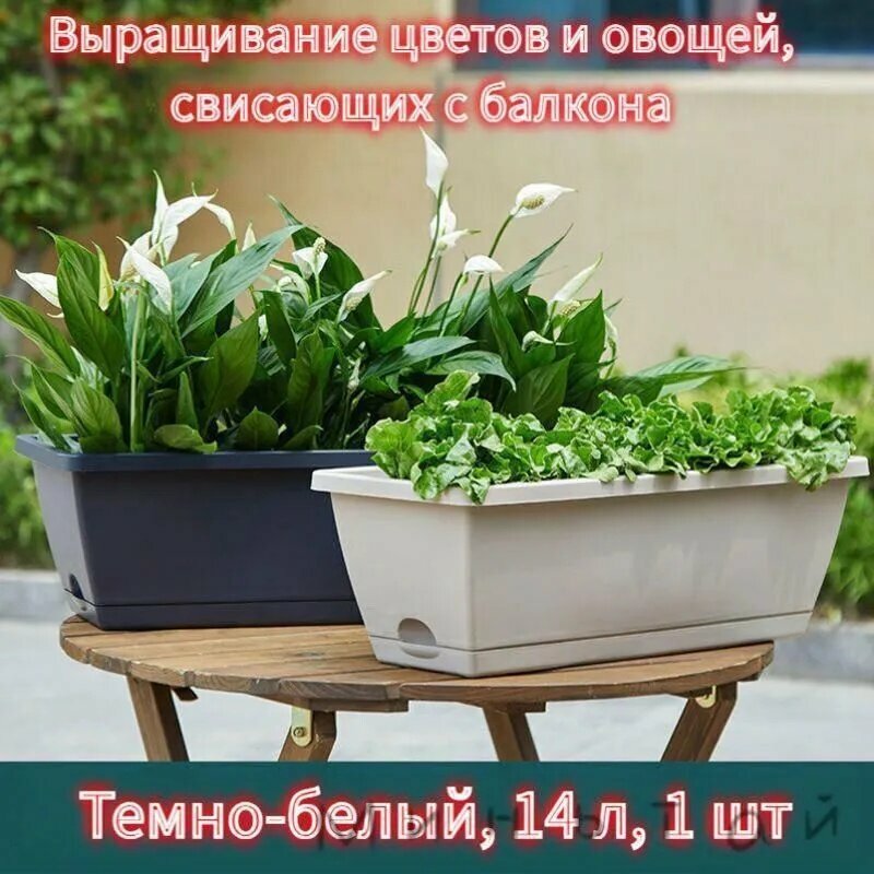 Ящик садовый 50×19×15 см, пластиковый контейнер для выращивания овощей на балконе