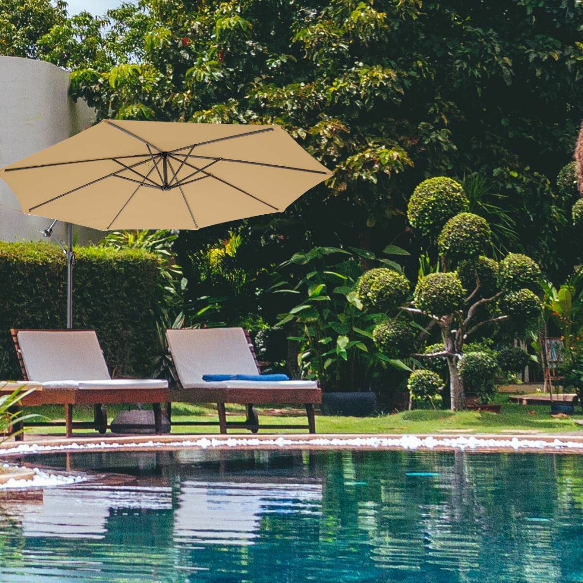 Садовый зонт большой Green Glade 8003 светло-коричневый для дачи, кемпинга, пикника и отдыха на природе пляжный, складной, уличный зонтик с наклоном для защиты от солнца