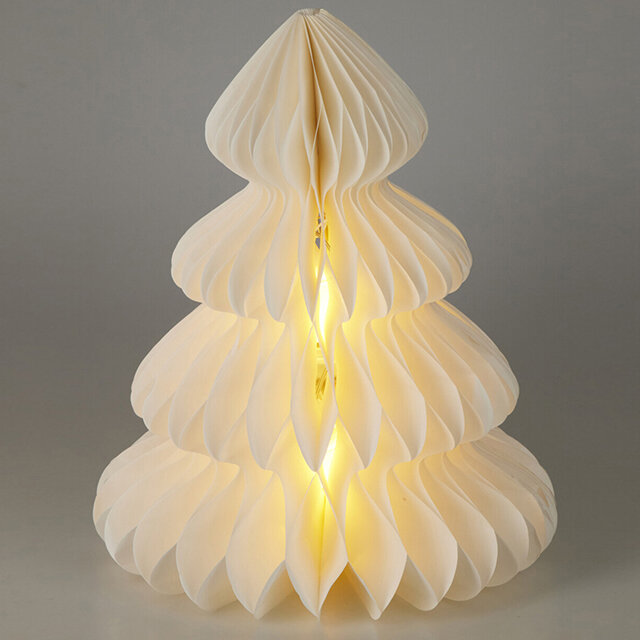 Светящиеся Елочки из бумаги 28 см, 6 теплых белых LED ламп, на батарейках, таймер, 2 шт, Koopman, AX5351430