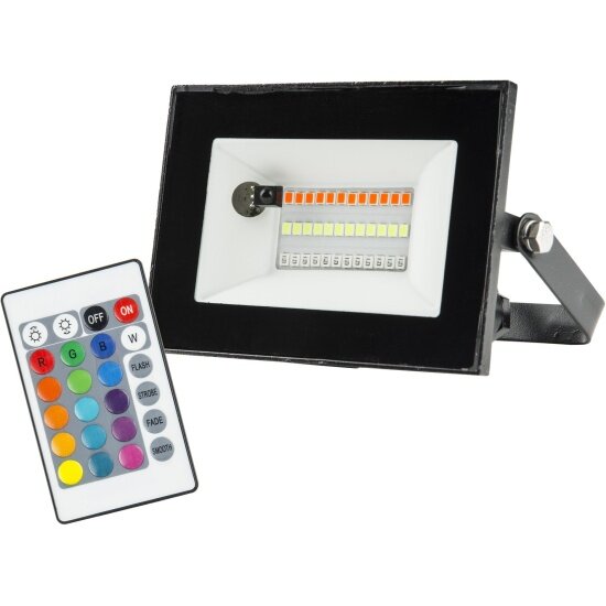 Прожектор Uniel ULF-F60-20W/RGB IP65 200-240В Мультиколор. Пульт ДУ (в/к). Корпус черный. TM .
