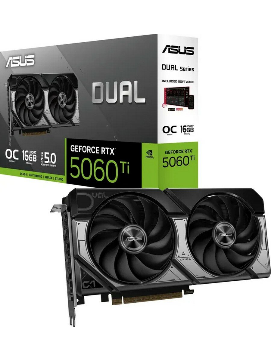 Видеокарта ASUS nVidia GeForce RTX 5060Ti Dual OC (16Gb, GDDR7, 128 bit, 3xHDMI+DP, RTL) (DUAL-RTX5060TI-O16G)