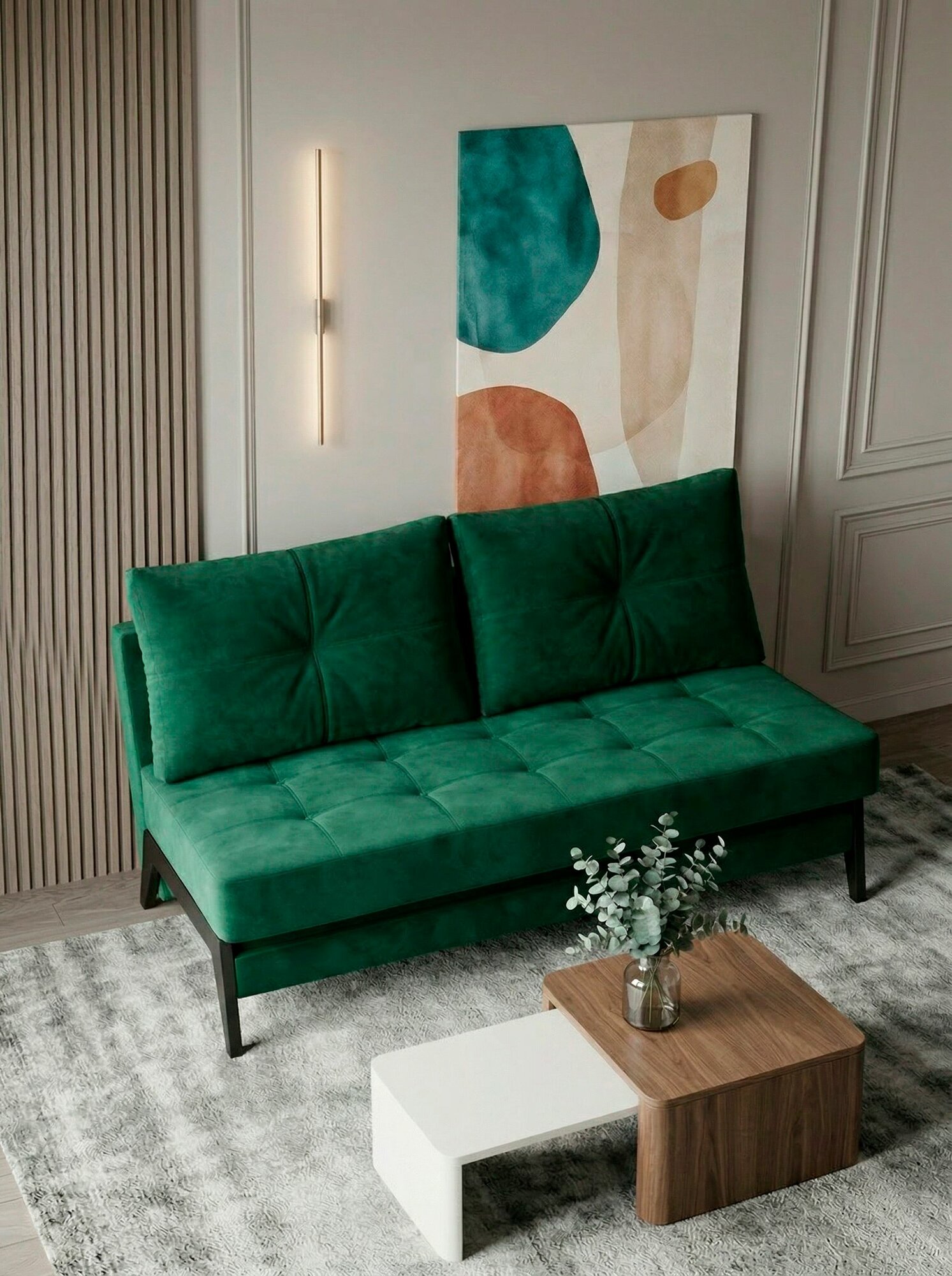 Диван-кровать "Бонус", 140x88 см, велюровая обивка, опора ВЯЗ