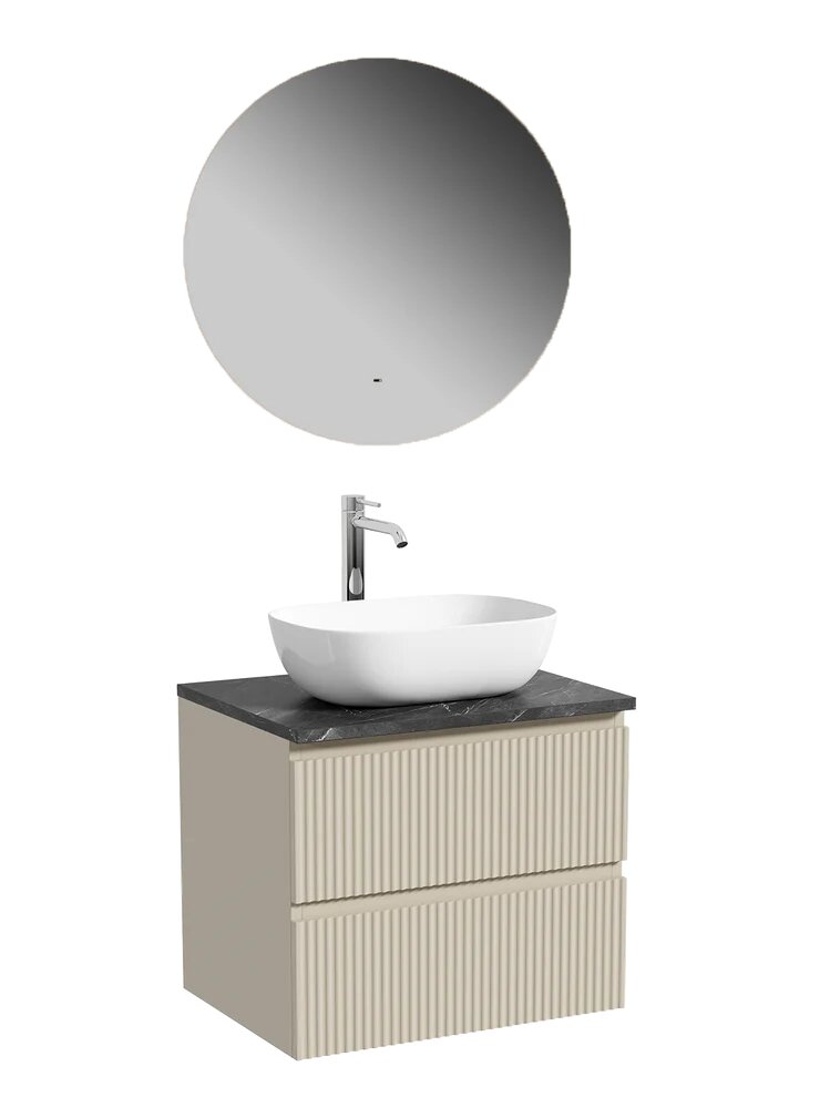 Мебель для ванной комнаты Sancos Сноб Р (Snob R) 60 бежевая (beige soft), со столешницей TT60A1X, раковина CN6009
