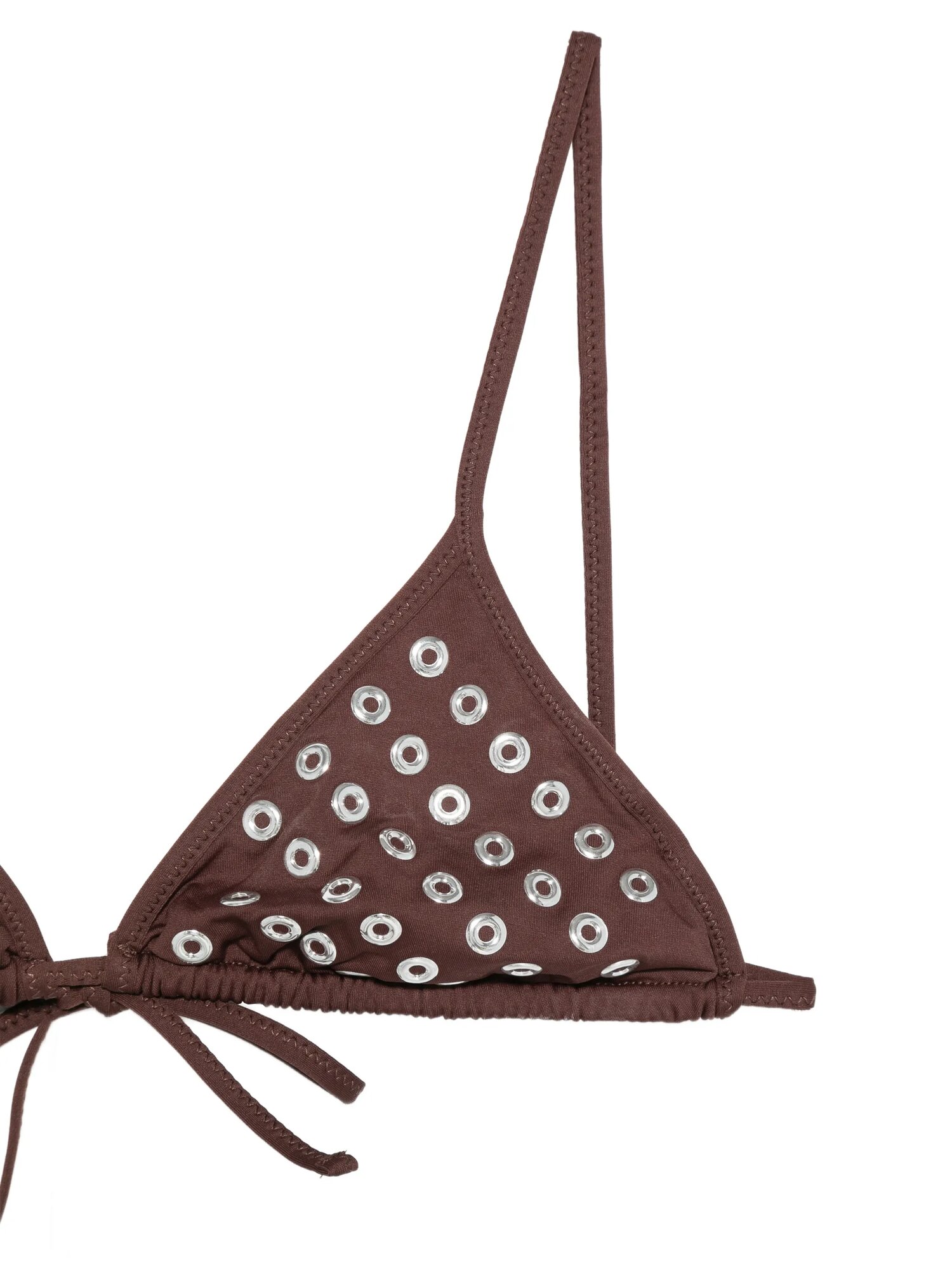 Купальник gimaguas Eyelet-embellished triangle bikini top, размер 40, brown — фото 1