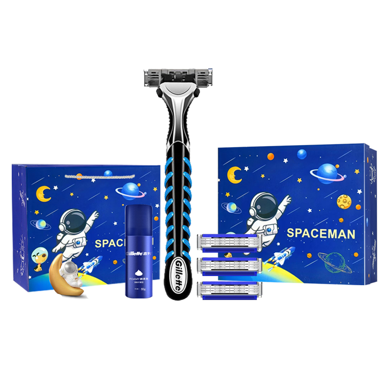 Бритвенный станок мужской Gillette Spaceman серия 3-лопастной для тела, Wei Feng Three 3-Blade Heads+Astronaut Box Limited Edition