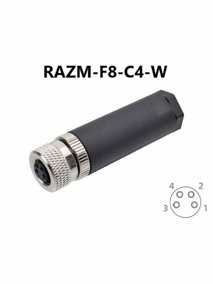 RAZM-F8-C4-W разъём М8 4 pin прямой / розетка (мама)