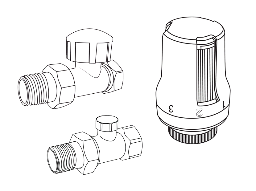 Набор термостатический прямой DE LUXE (хром), 1/2"