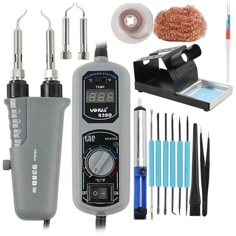 Портативная паяльная станция YIHUA 938D 120W с пинцетом 938D set
