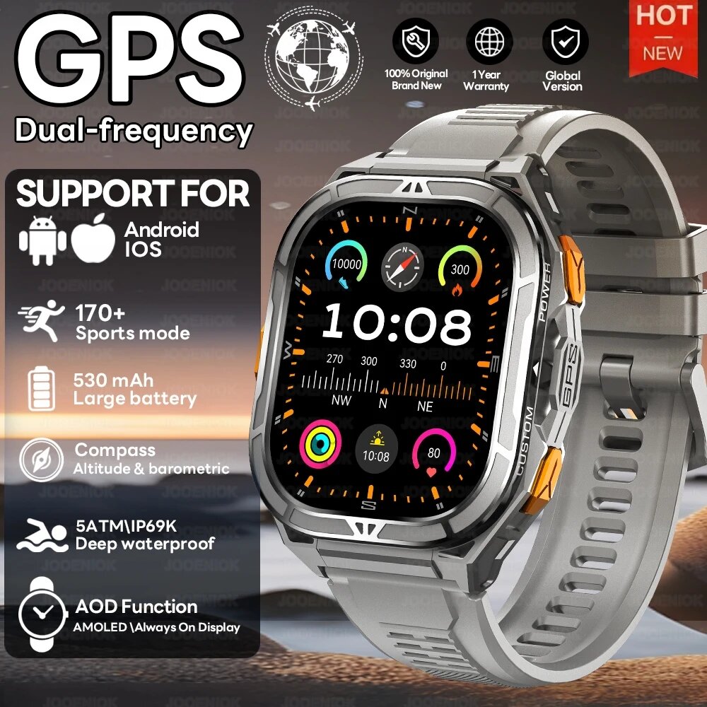 Водонепроницаемый двухдиапазонный GPS Smart Watch 10ATM