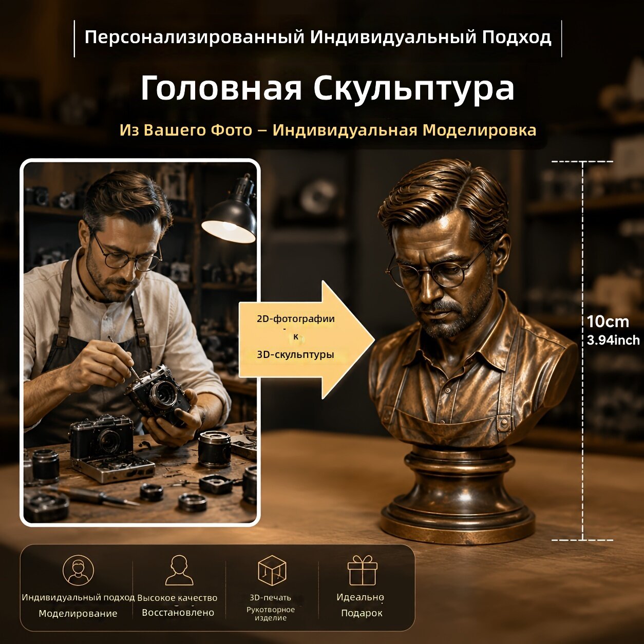 Матовый бронзовый декоративный бюст, продвинутая реставрационная скульптура головы, 3D, гладкая поверхность, легко окрашивается, на заказ