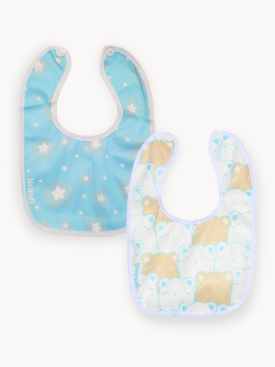 Нагрудник для кормления непромокаемый/Слюнявчик на кнопке 2 шт/6 мес+.