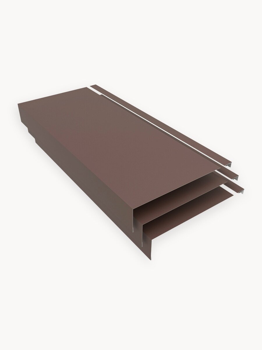 Откос оконный, ширина полки 200мм, обрамление окон снаружи, цвет 8017(шоколад), длина 1.5м. Комплект 3 штуки