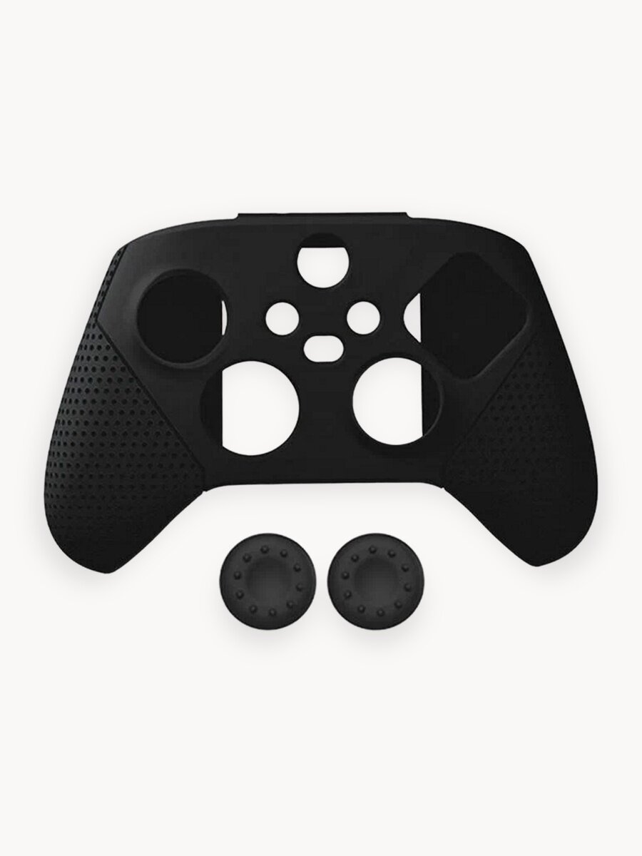 Силиконовый чехол + 2 накладки на стики для геймпада Xbox Series S X Черный