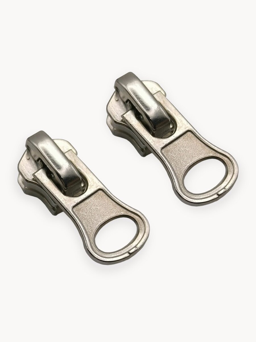 Бегунок, собачка, замок для металлической молнии, тип 5, цвет: никель, 2 шт