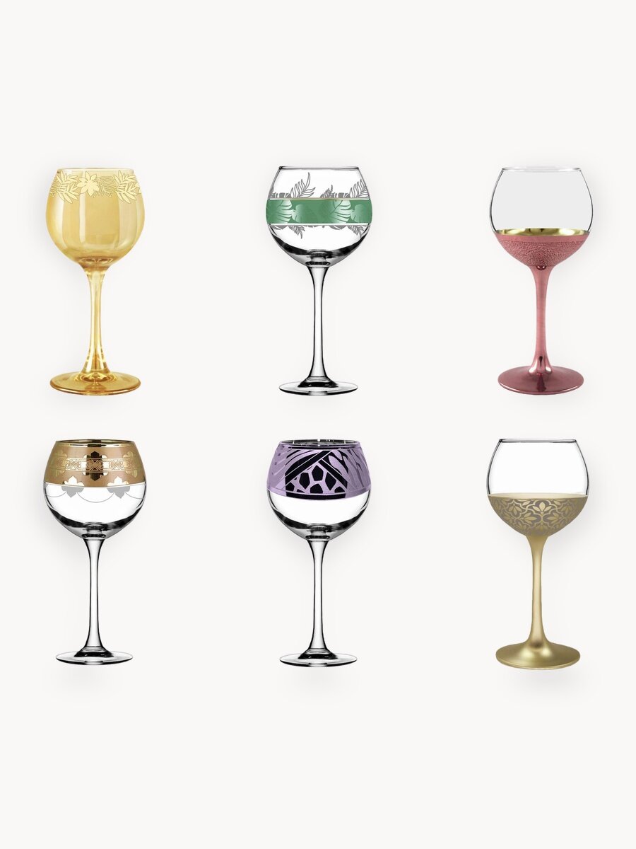 Набор бокалов для вина PROMSIZ сюрприз, 280 мл, 6 шт.