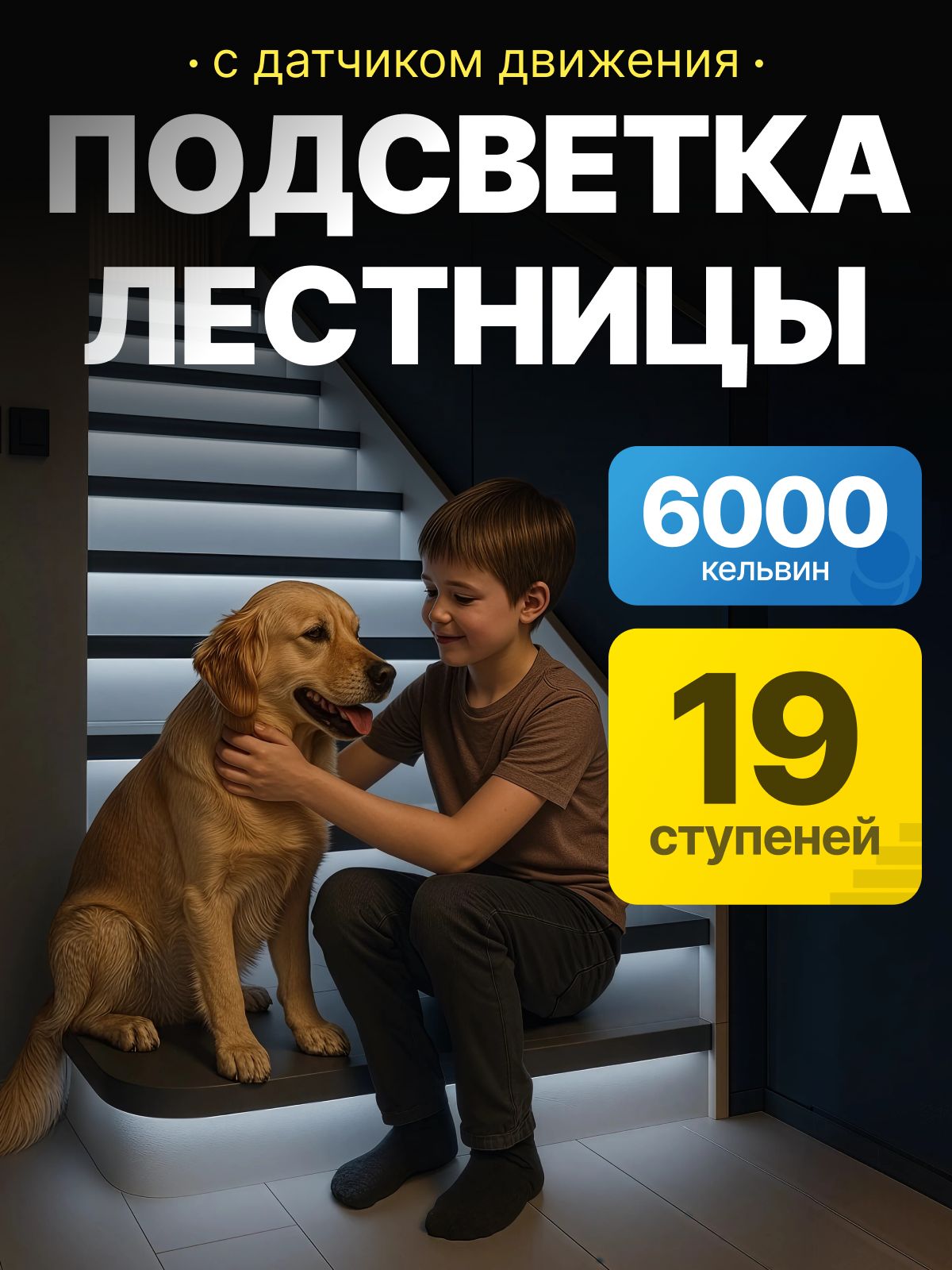Подсветка лестницы с датчиками движения SmartLum на 19 ступеней