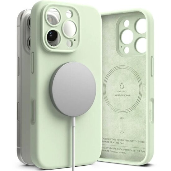 Чехол Ringke SILICONE MAGNETIC MAGSAFE для Apple iPhone 16 PRO MAX, зеленый