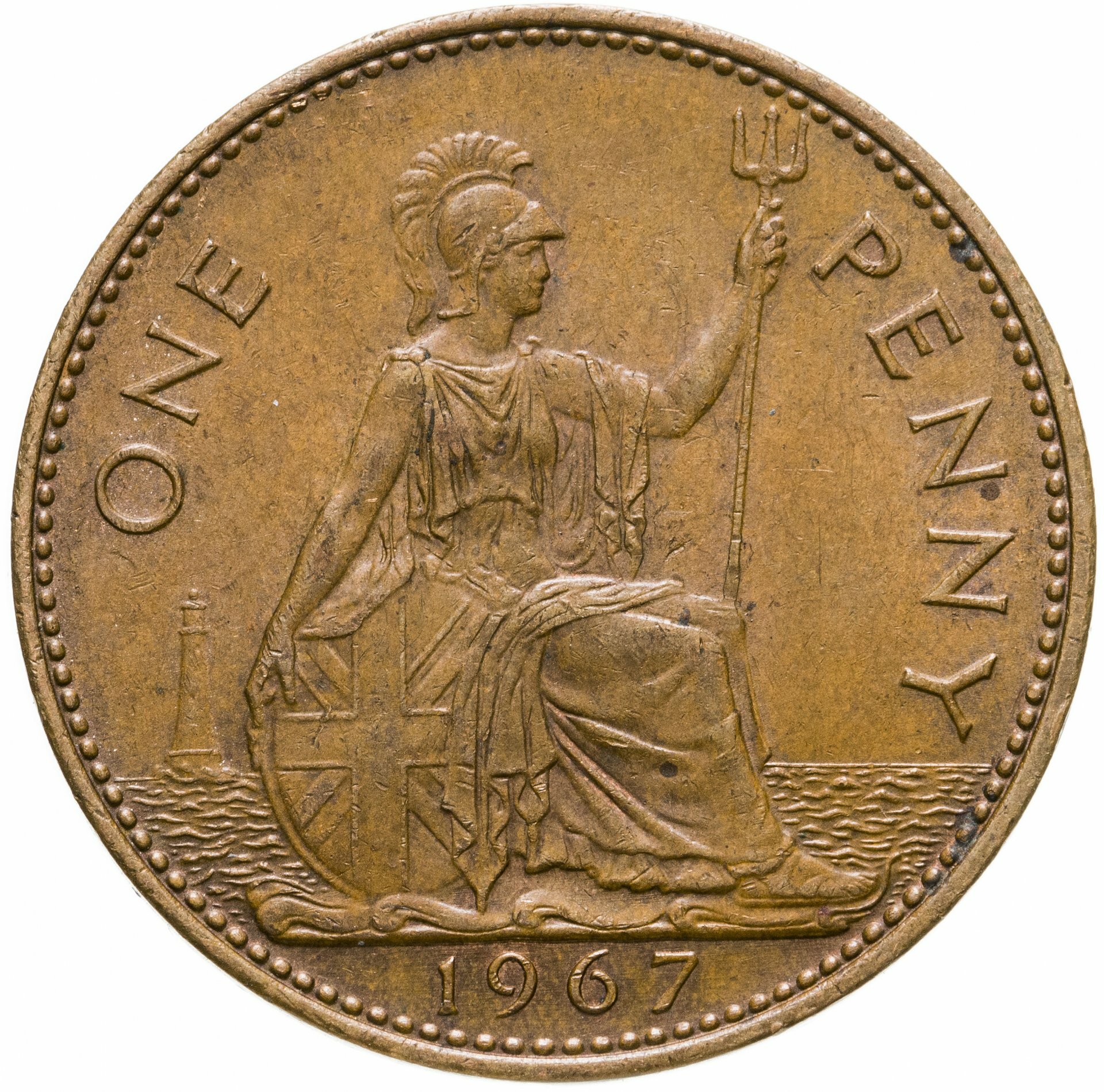 Великобритания 1 пенни penny 1963-1967, Бронза, в сохранности XF