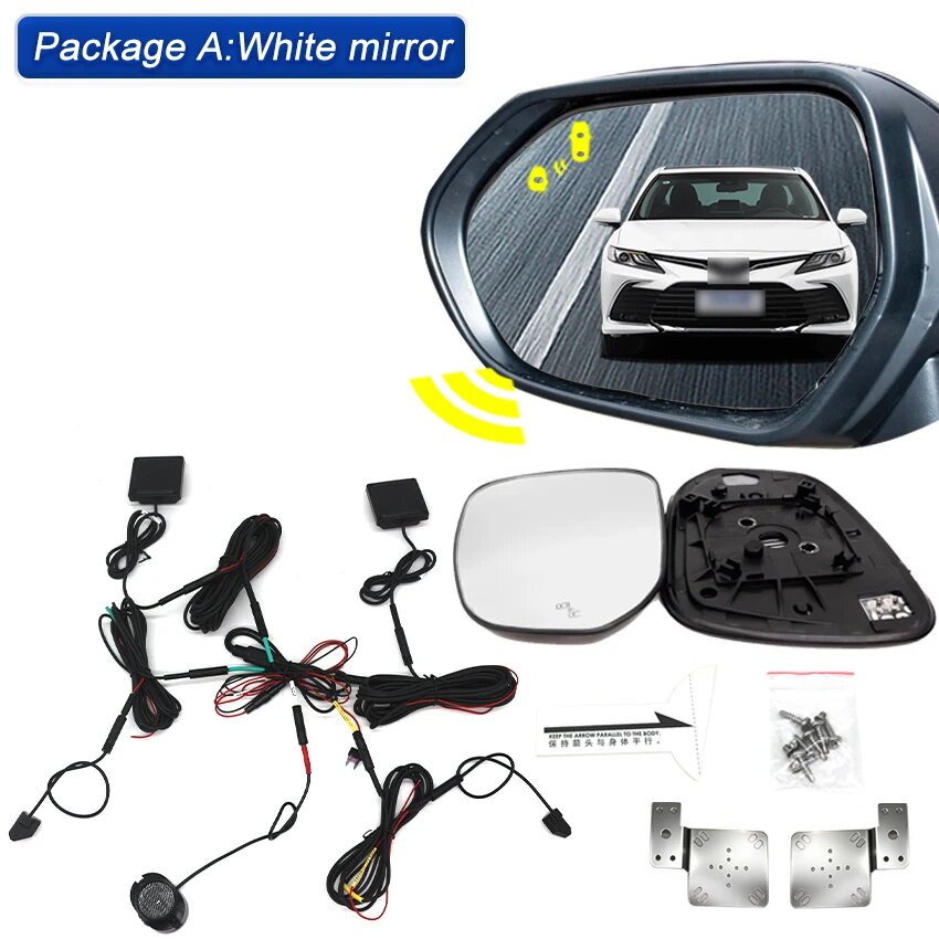 Автомобильное зеркало BSD BSM BSA, система обнаружения слепых зон, вспомогательный радар, датчик парковки для Toyota Camry CHR IZOA 2017-2022, Camry 2017-2022, White Mirror
