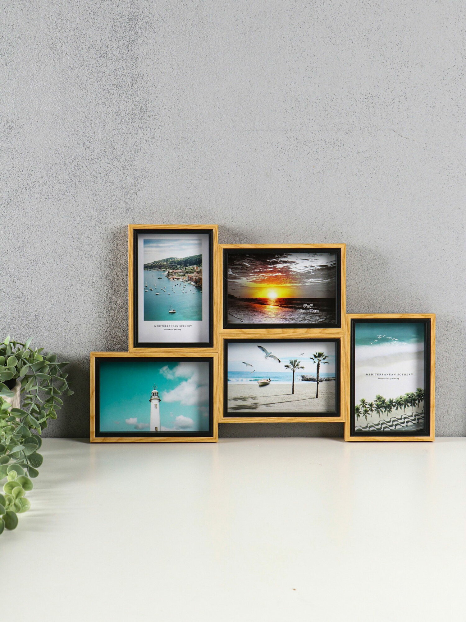 Фоторамка - коллаж на 5 фото 10x15 "Сливки", МДФ, стекло, 28.5x45.5x2.2 см