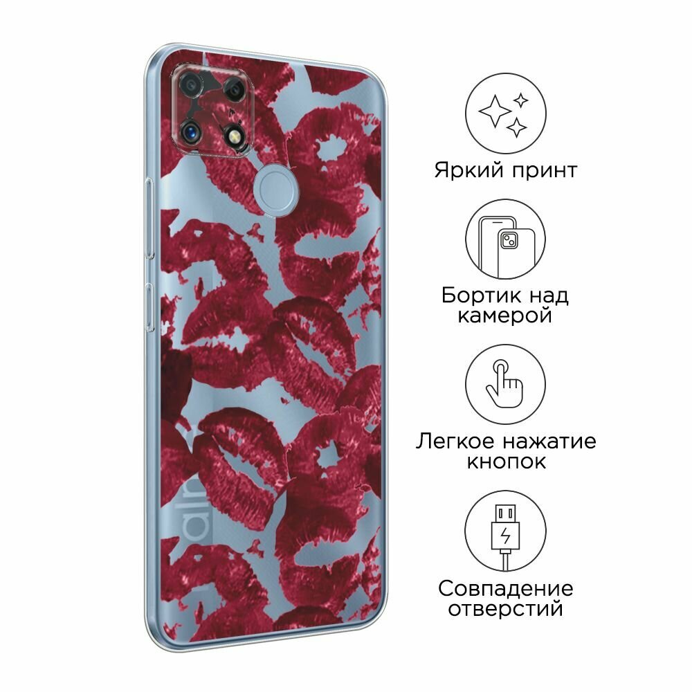 Чехол на Realme C25/C25s / Реалми С25/C25s с принтом "Помада паттерн 2", прозрачный — фото 1