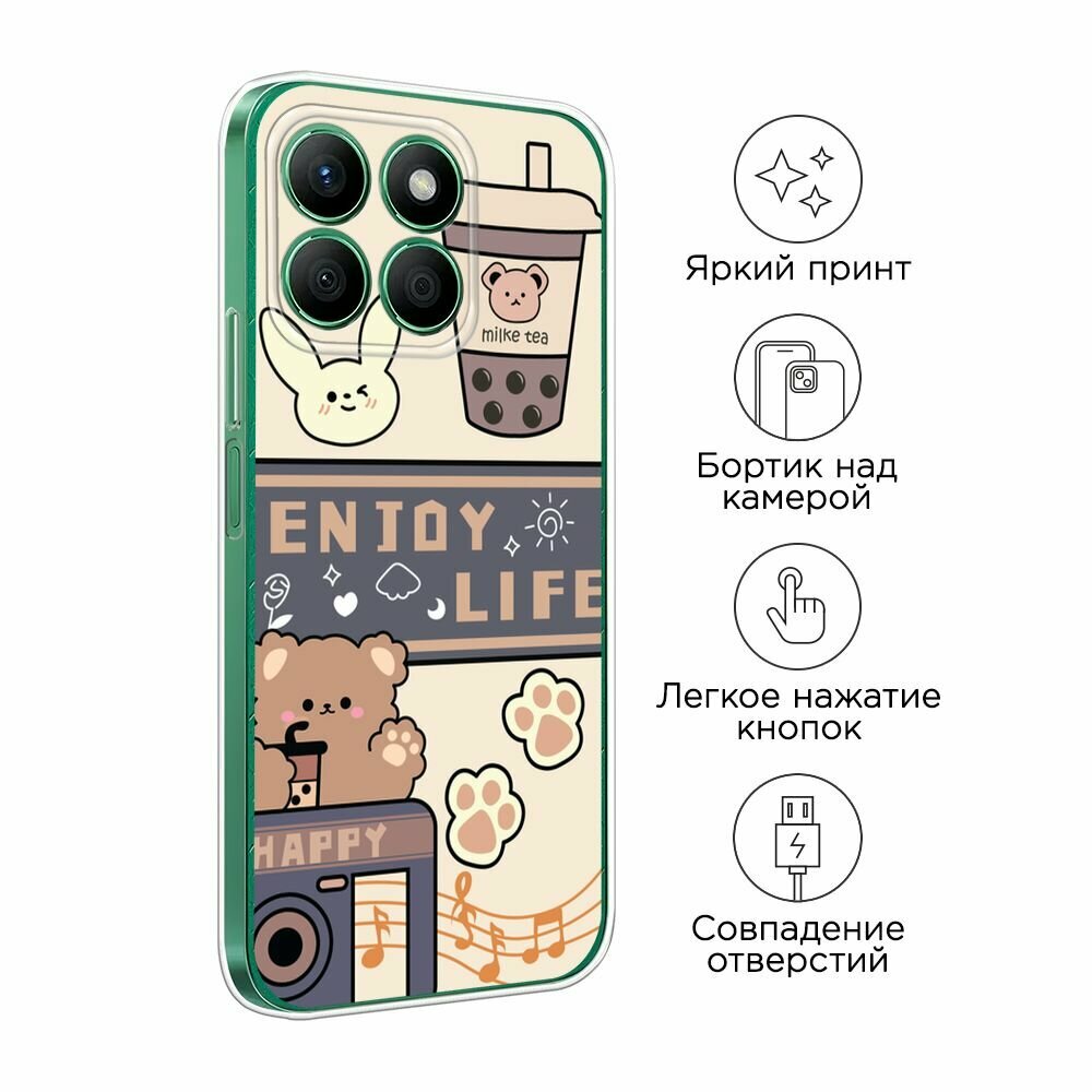Силиконовый чехол на Honor X8B / Хонор X8B с принтом "Enjoy life 1" — фото 1