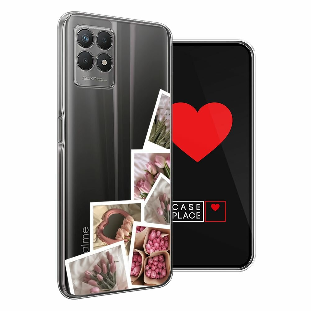 Чехол на Realme 8i / Реалми 8i с принтом "Весенние фото - 8 марта", прозрачный — фото 1