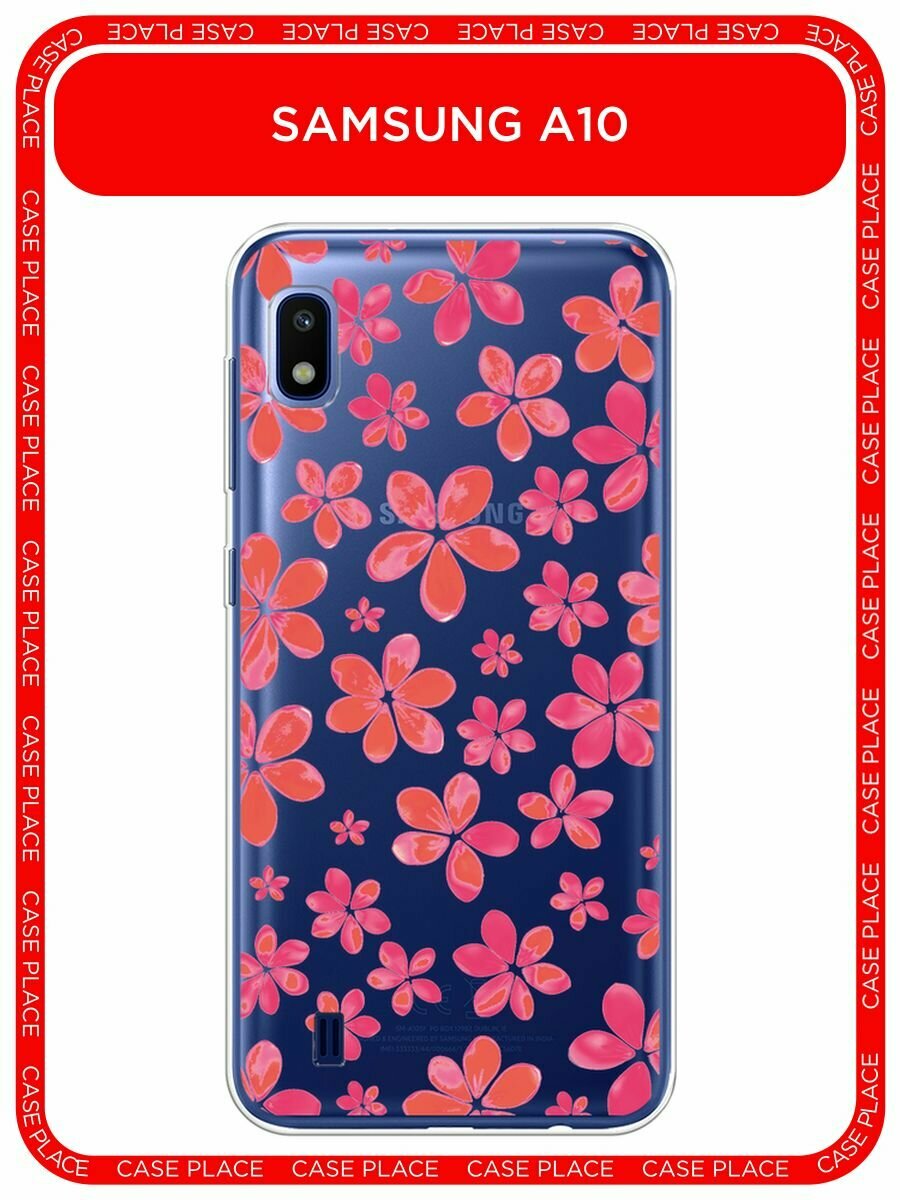 Чехол на Samsung Galaxy A10 / Самсунг Галакси А10 с принтом "Росыпь ярких цветов", прозрачный