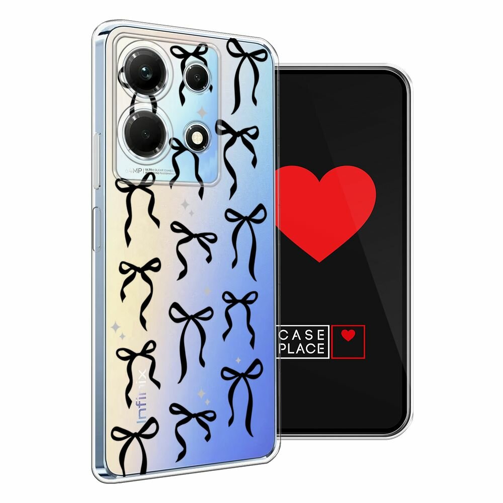 Чехол на Infinix Note 30 4G / Инфиникс Нот 30 4G с принтом "Black bows", прозрачный — фото 1