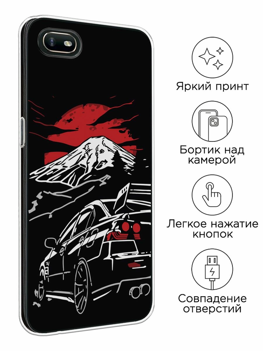 Силиконовый чехол на Oppo A1k / Оппо А1к с принтом "Машина в горах JDM" — фото 1