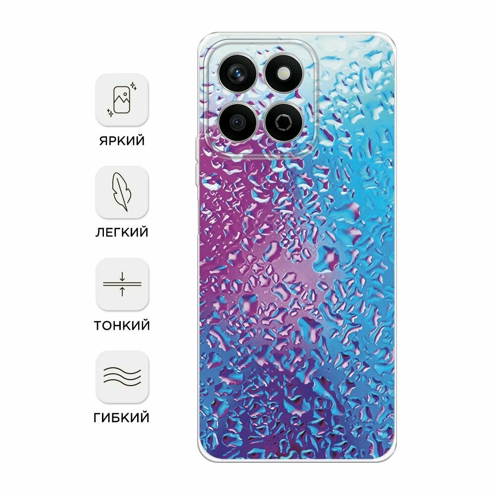 Силиконовый чехол на Honor X7c / Хонор X7c с принтом "Капли на стекле" — фото 1