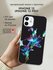 Чехол на Apple iPhone 12/12 Pro / Айфон 12/12 Про с принтом "Синий цветок на чер...