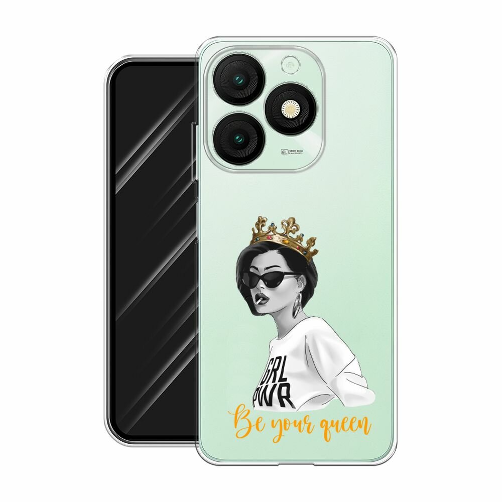 Чехол на Itel A50 / Ител А50 с принтом Be your Queen, прозрачный — фото 1