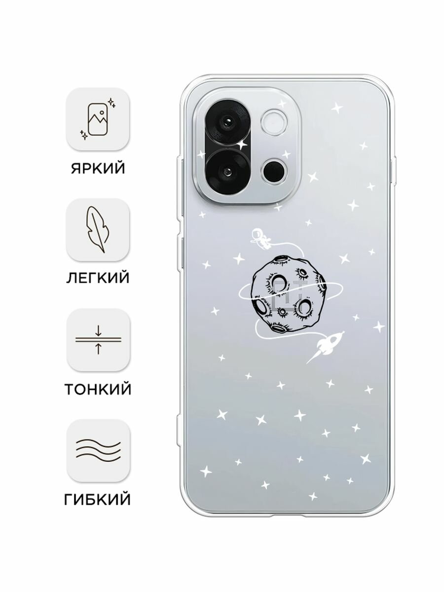 Чехол на OnePlus 13T / Ван Плас 13Т с принтом "Полет вокруг луны", прозрачный — фото 1