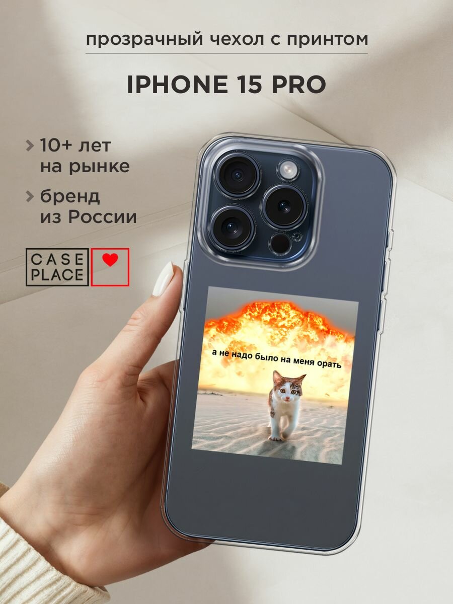 Чехол на Apple iPhone 15 Pro / Айфон 15 Про с принтом "Не надо было орать", прозрачный