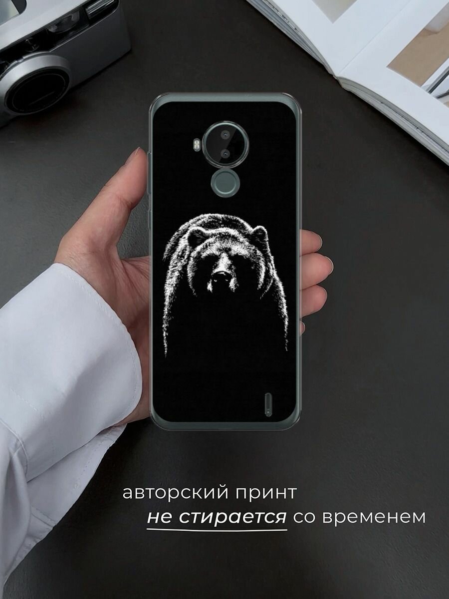 Силиконовый чехол на Nokia C30 / Нокия C30 с принтом "Медведь в ночи" — фото 1