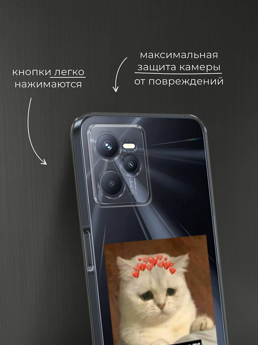Чехол на Realme C35 / Реалми C35 с принтом "Грустный котик" — фото 1