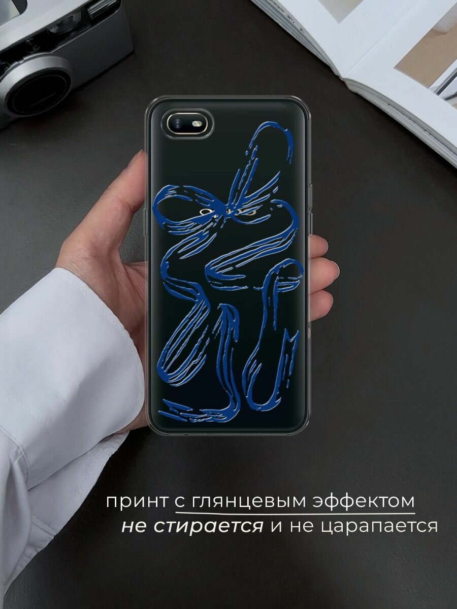 Чехол на Oppo A1k / Оппо А1к с принтом "Синие очертания банта 2" — фото 1