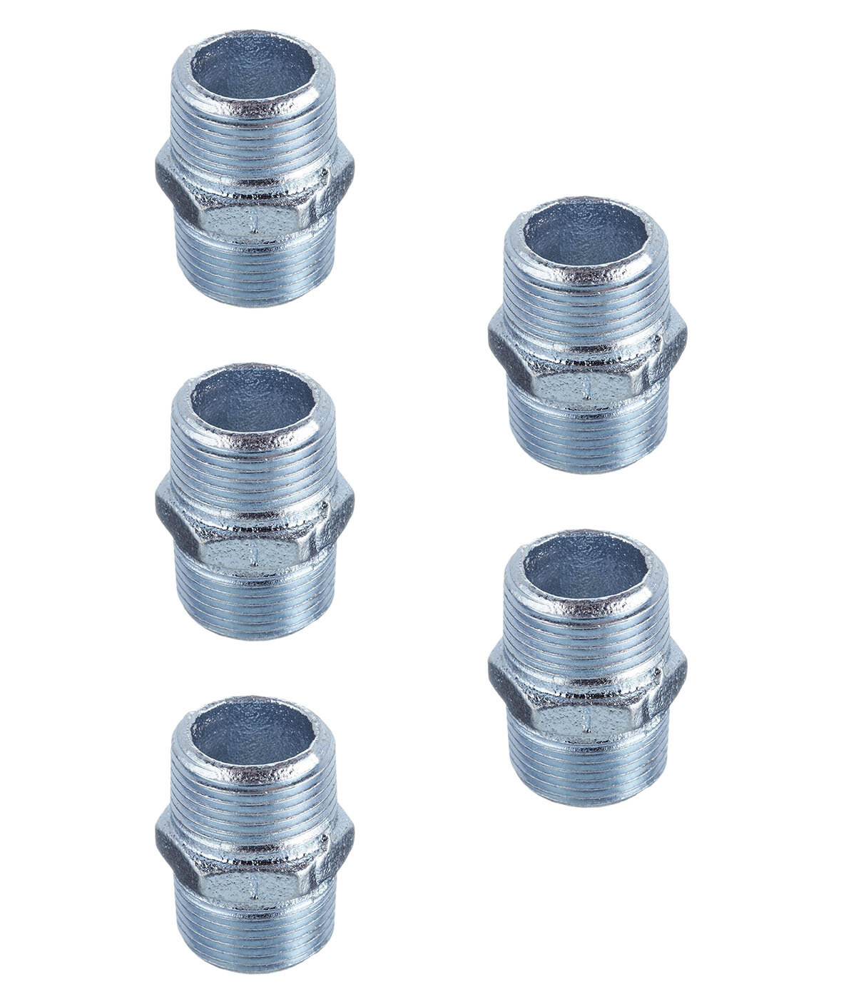 Ниппель 1 НР(ш) х 1 НР(ш) чугунный оцинкованный (5 шт.)