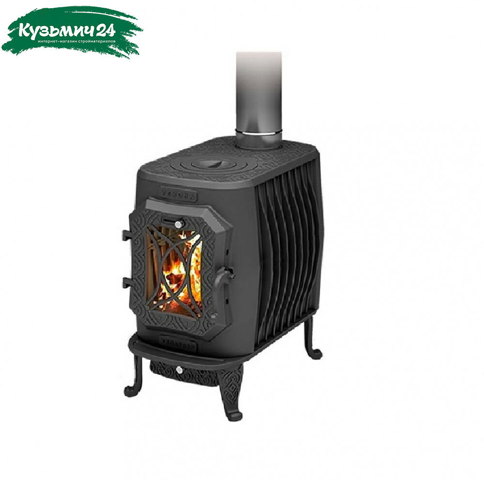 Печь отопительная Теплодар Verona 200, чугун, 21 кВт, d115 мм, до 200 куб. м, 1 шт.