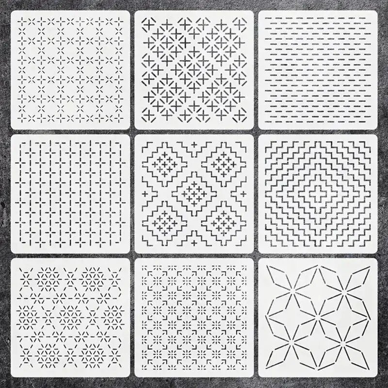 Многоразовые трафареты Сашико, набор 9 шт, цвет 9Pcs