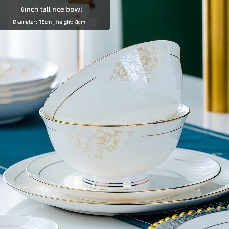 Набор посуды из Цзиндэчжэня: миска для риса, тарелка, суповая миска, новая китайская простая миска для лапши, набор