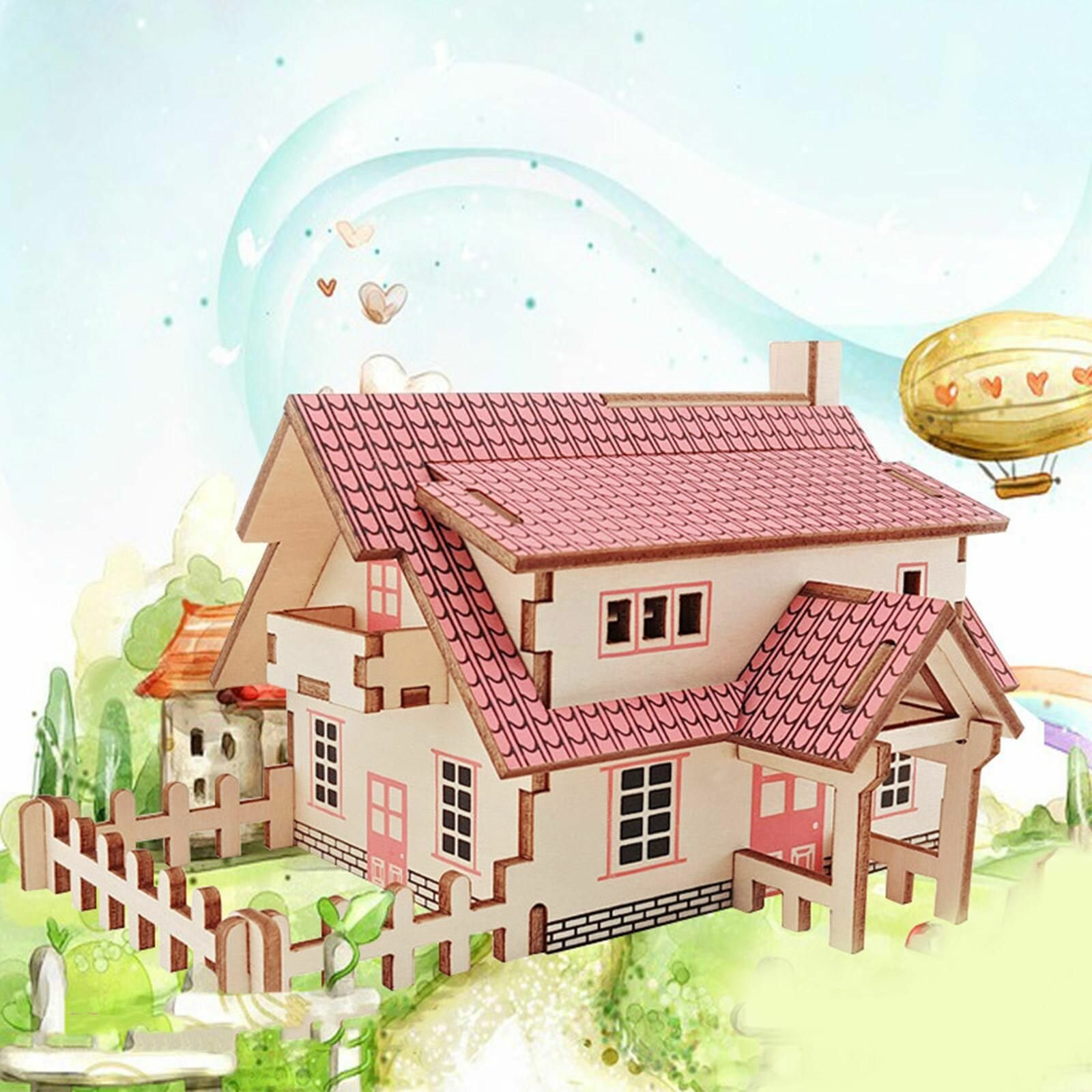 Деревянный домик DIY building blocks модель головоломки ручной работы-Коттедж в западном стиле