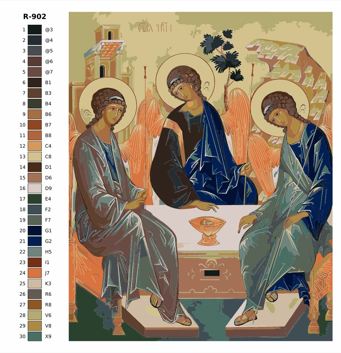 Картина по номерам R902 "Икона Троица" 40x50