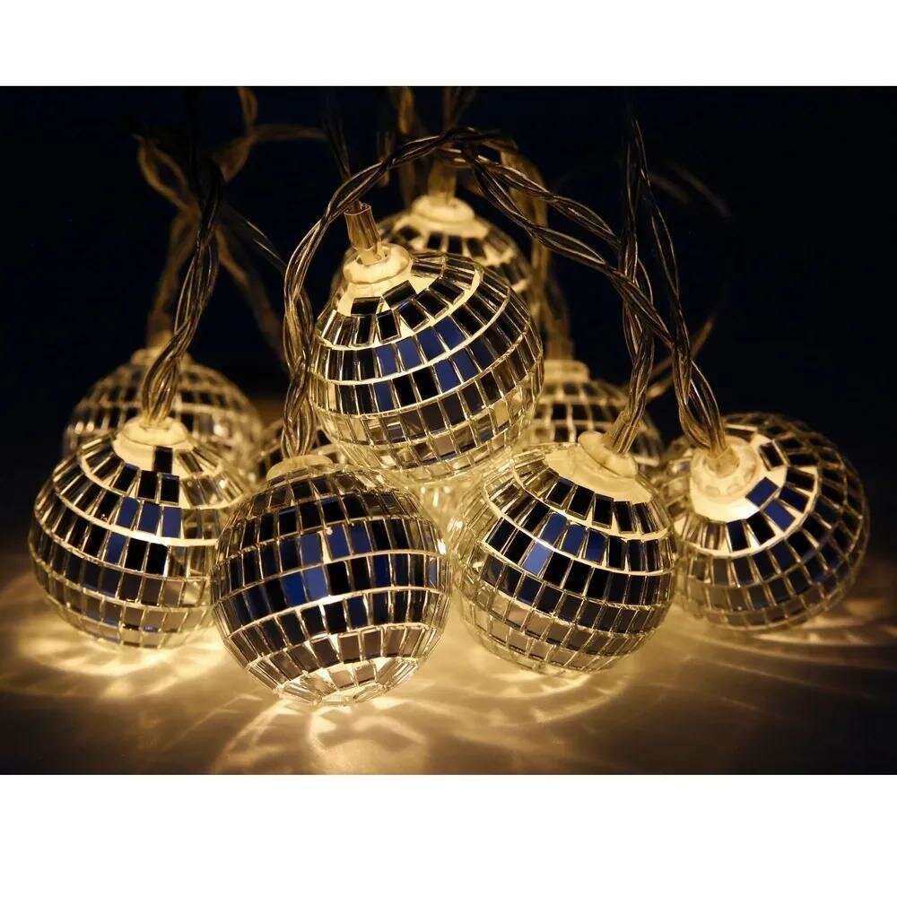 Гирлянда "Шарики зеркал" SHLights 10 тепло белых LED, 1,3м, IP20